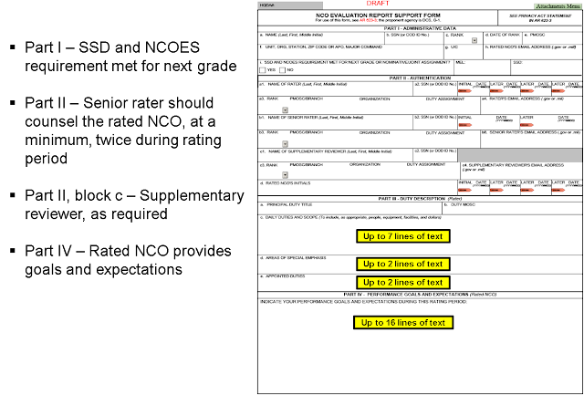 New NCOER Support Form DA 2166-9 Series: New NCOER Support Form DA Form ...