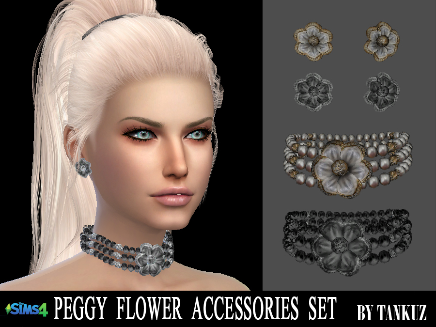 Tankuz Sims 3 Blog: The Sims 4. Peggy Flower Accessories Set by Tankuz.
