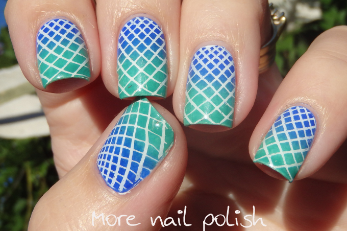 Ulta3 Blue Marlin and Emerald Intensity stamped gradient ~ More Nail Polish