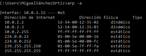 Comando ARP (Windows)