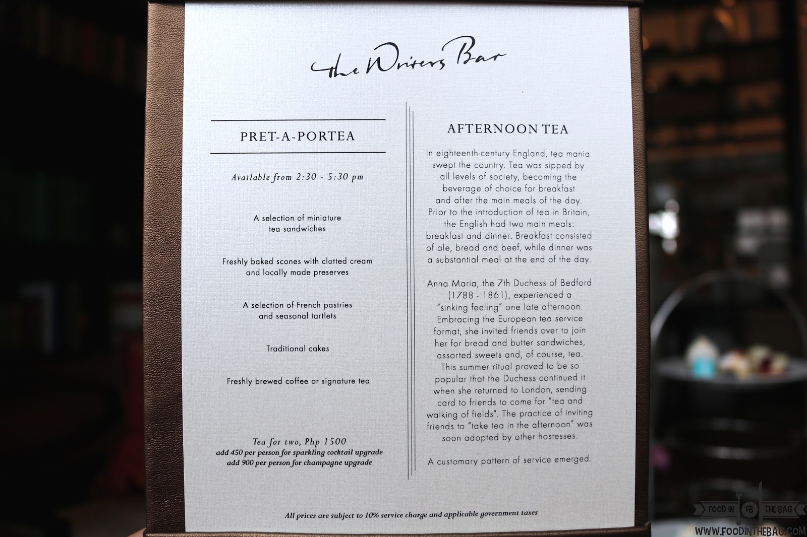 RAFFLE HOTEL'S AFTERNOON TEA: WRITERS BAR and TIFFANY? | Food In The Bag