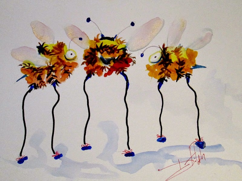 Painting of the Day, Daily Paintings by Delilah: Long Legged Bees ...