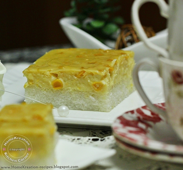 HomeKreation - Kitchen Corner: Serimuka Jagung (Corn Glutinous Kuih)