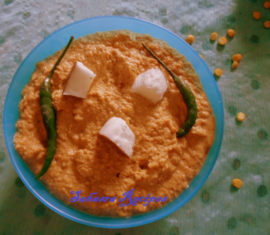 Sahasra Recipes: Senaga pappu Kobbari Pachadi / Chana dal Coconut Chutney