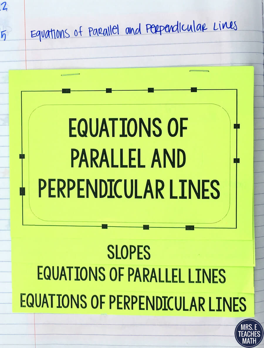 Parallel and Perpendicular Lines INB Pages for Algebra 2 | Mrs. E ...