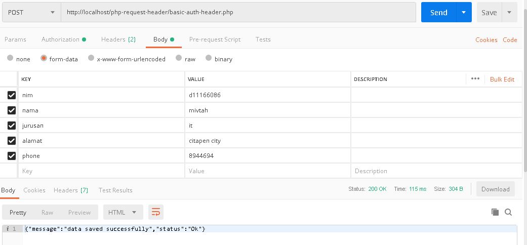 My blog: PHP Request Header Menggunakan Postman
