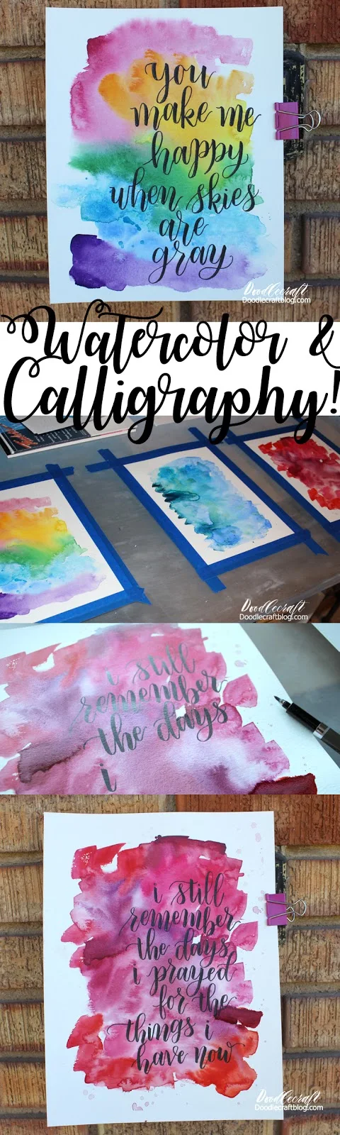 Watercolor Wash & Calligraphy Lettering Quotes