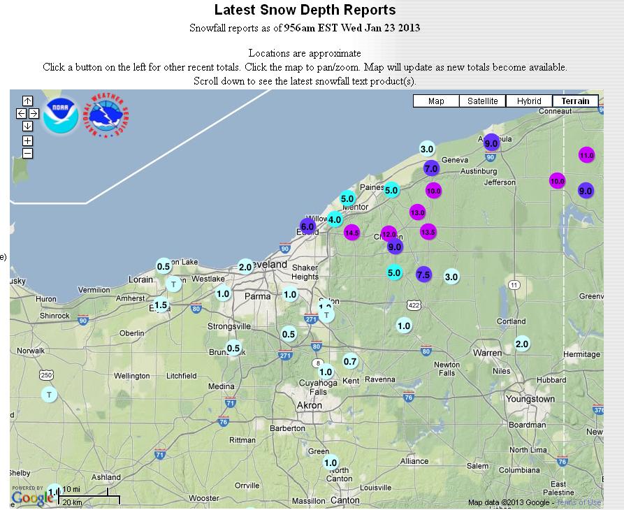 Scott Sabol's World of Weather: Latest Snow Depth Reports - NORTHERN OHIO