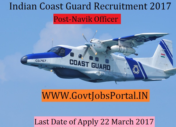 Indian Coast Guard Recruitment 2017 – Navik (General Duty)