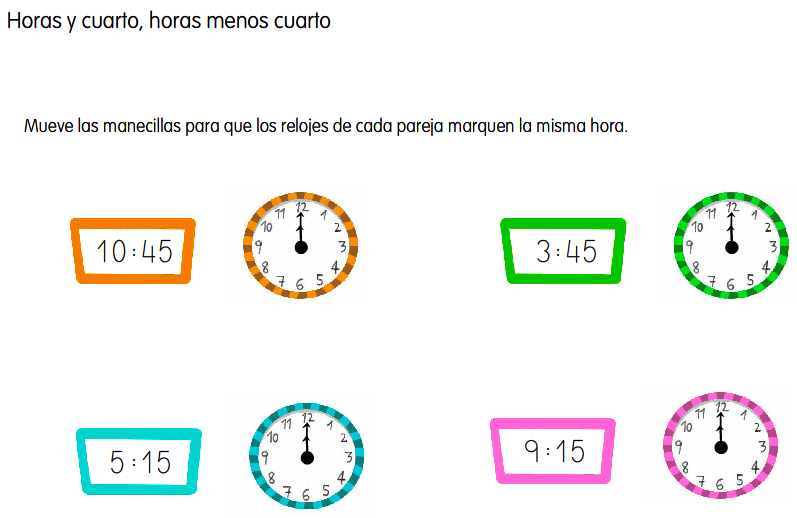EL RINCÓN DE SEGUNDO CICLO ;): Horas y cuarto, horas menos cuarto