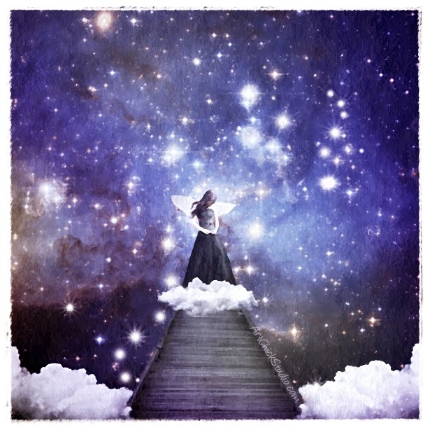 Angel Among Stars Digital Art | Art Chick Studio