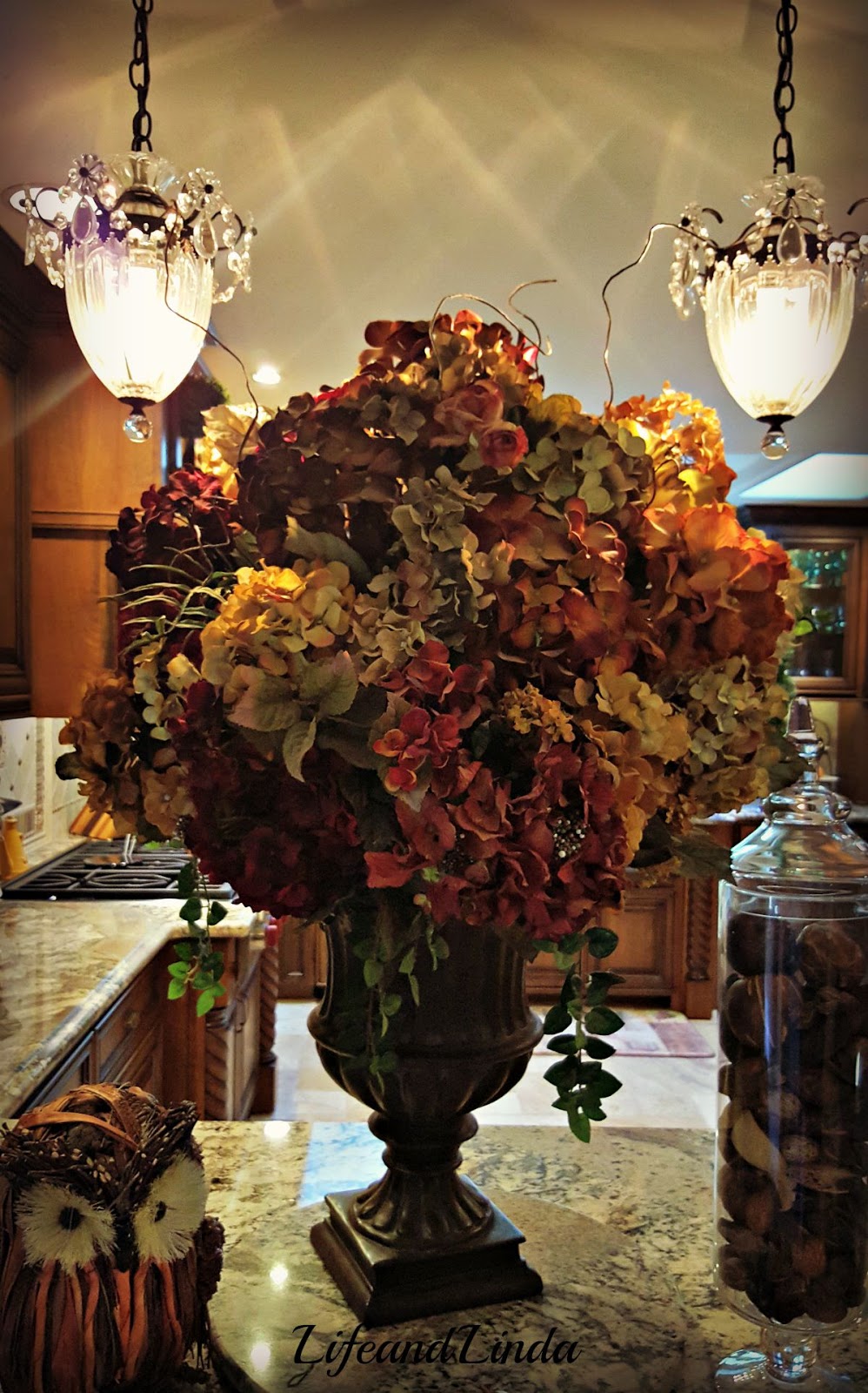 Fall Vignette in Kitchen | Life and Linda