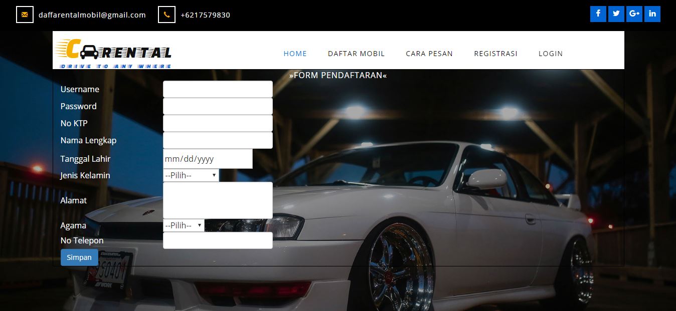Aplikasi Sistem Informasi Rental Mobil PHP dan MySQL With Bootstrapp