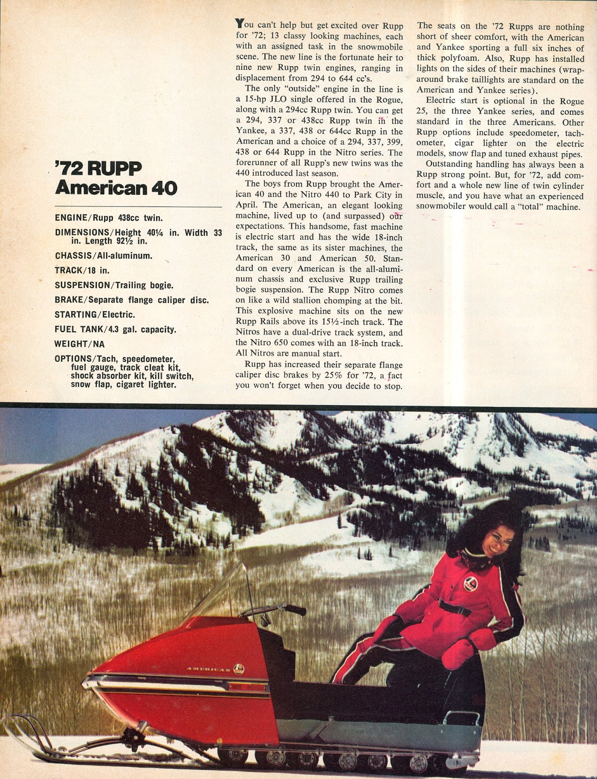 CLASSIC SNOWMOBILES OF THE PAST: 1972 RUPP AMERICAN SNOWMOBILE