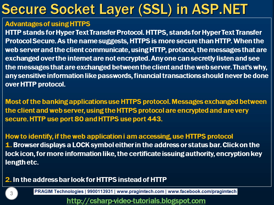 Sql server, .net and c# video tutorial: Part 100 – Secure Socket Layer