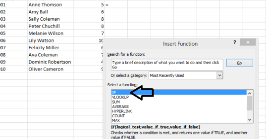 IF FUNCTION IN EXCEL