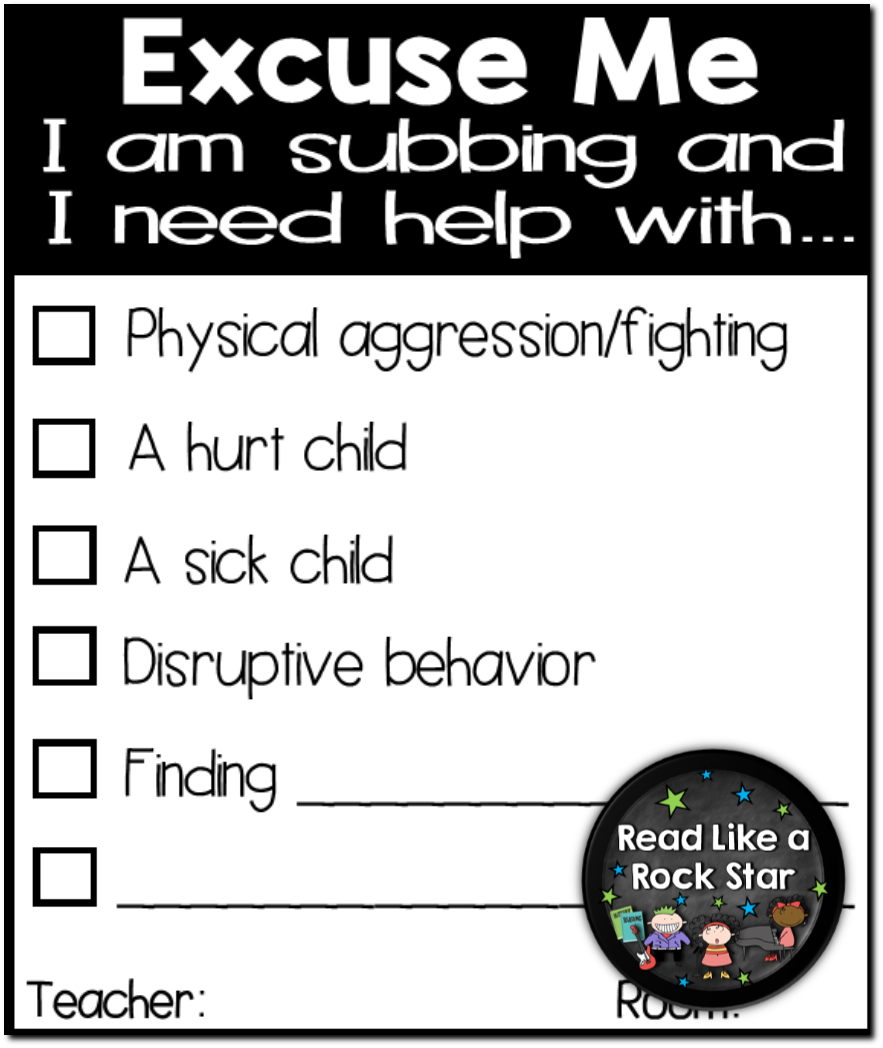 Read Like A Rock Star! : Planning for a Substitute: Helpful Tips and a ...