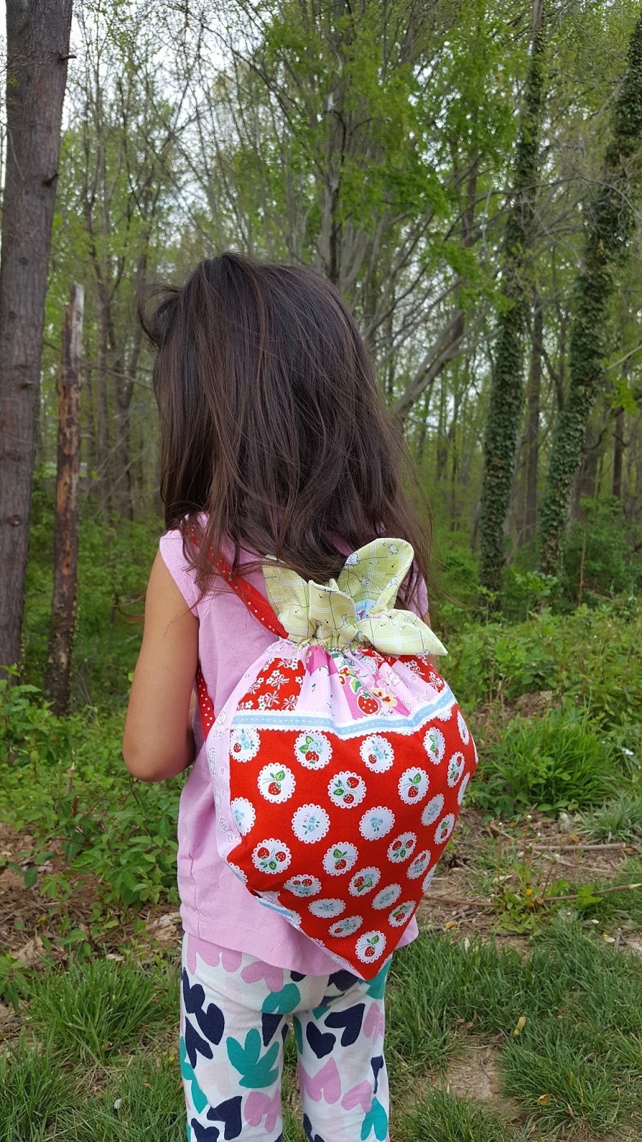 Quilt Story: Strawberry Biscuit Drawstring Backpack