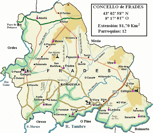 Historias de Ordes: Mapa de Frades