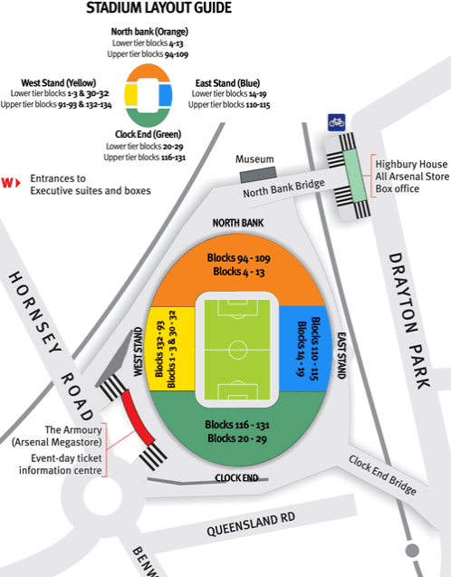 Denah Stadion Emirates - GOONERSIA