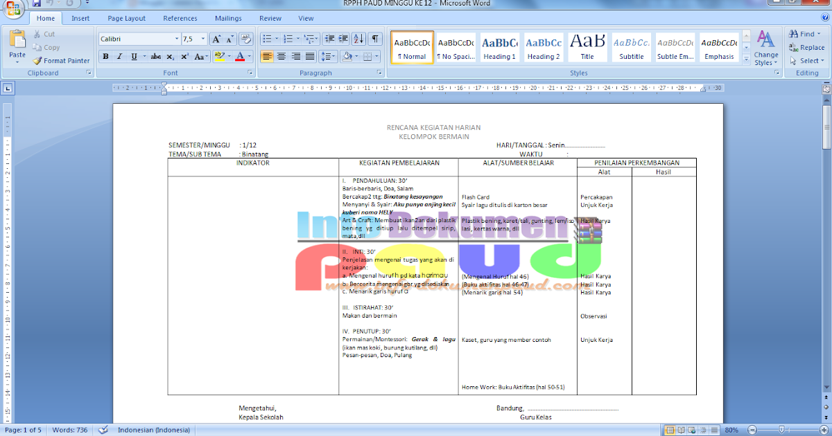 Contoh Rpph Paud Minggu Ke-12 Di Kurikulum 2013 - Edukasi Guru