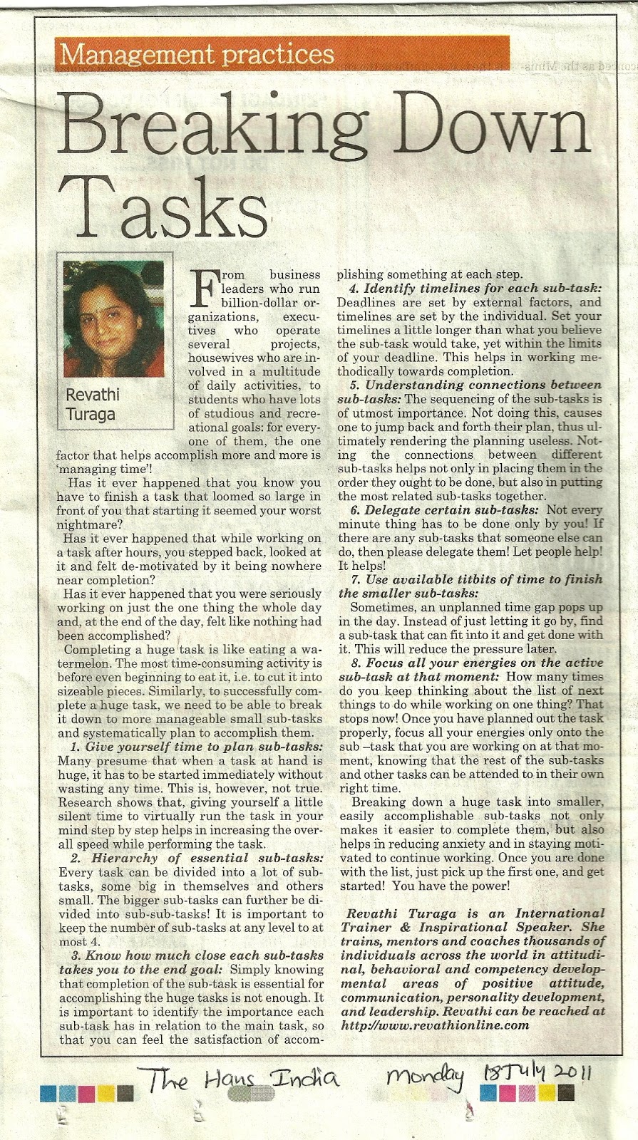 Revathi Turaga: Time Management: Breaking Down Tasks