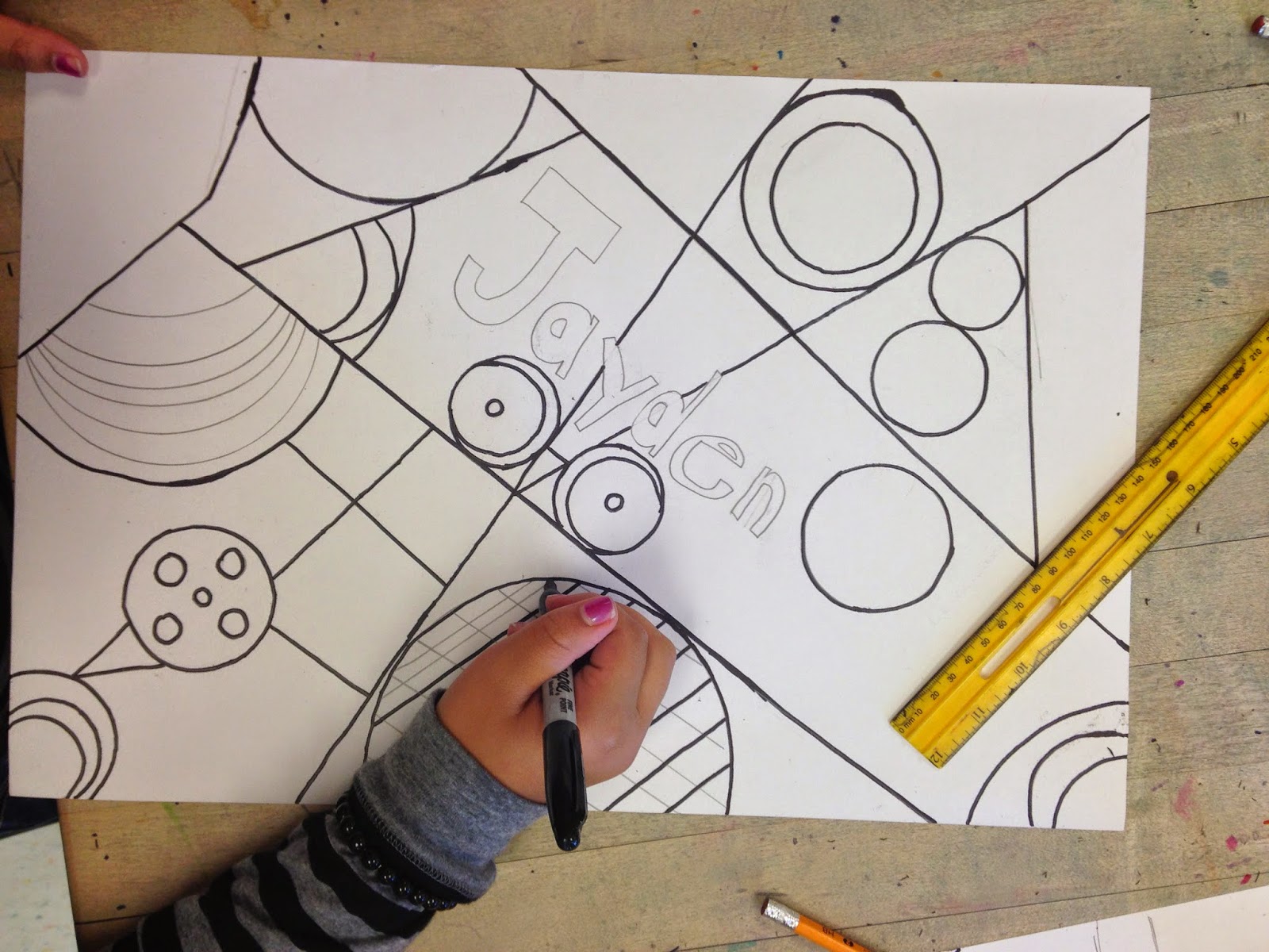 Art Room Blog: 3rd Grade-Geometrically Hidden Name...