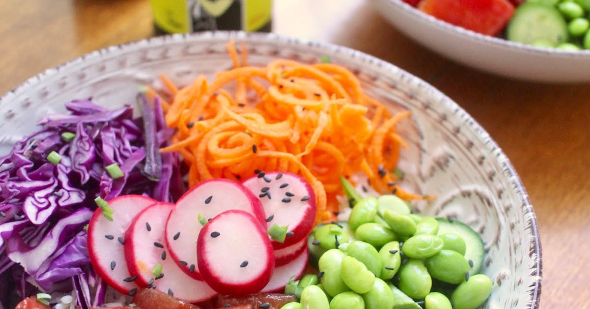 Green Gourmet Giraffe: Watermelon poke salad bowl with pickled radishes