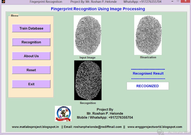 Fingerprint Recognition Using Image Processing Full Matlab Project With