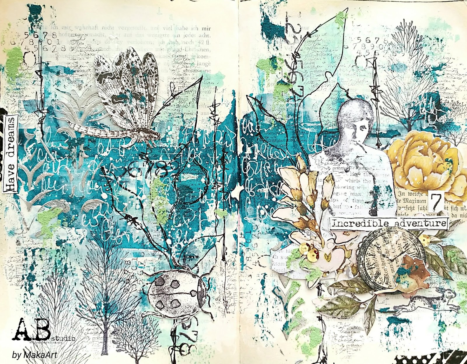 My journey through the mixed media world...: AJ page "Incredible Adventure"