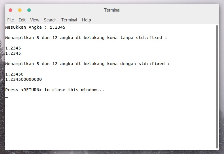 Menampilkan Dua Angka di Belakang Koma dengan Iomanip C++