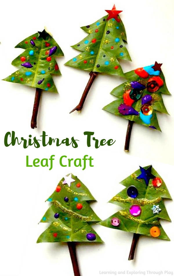 Learning and Exploring Through Play: Leaf Christmas Tree Craft