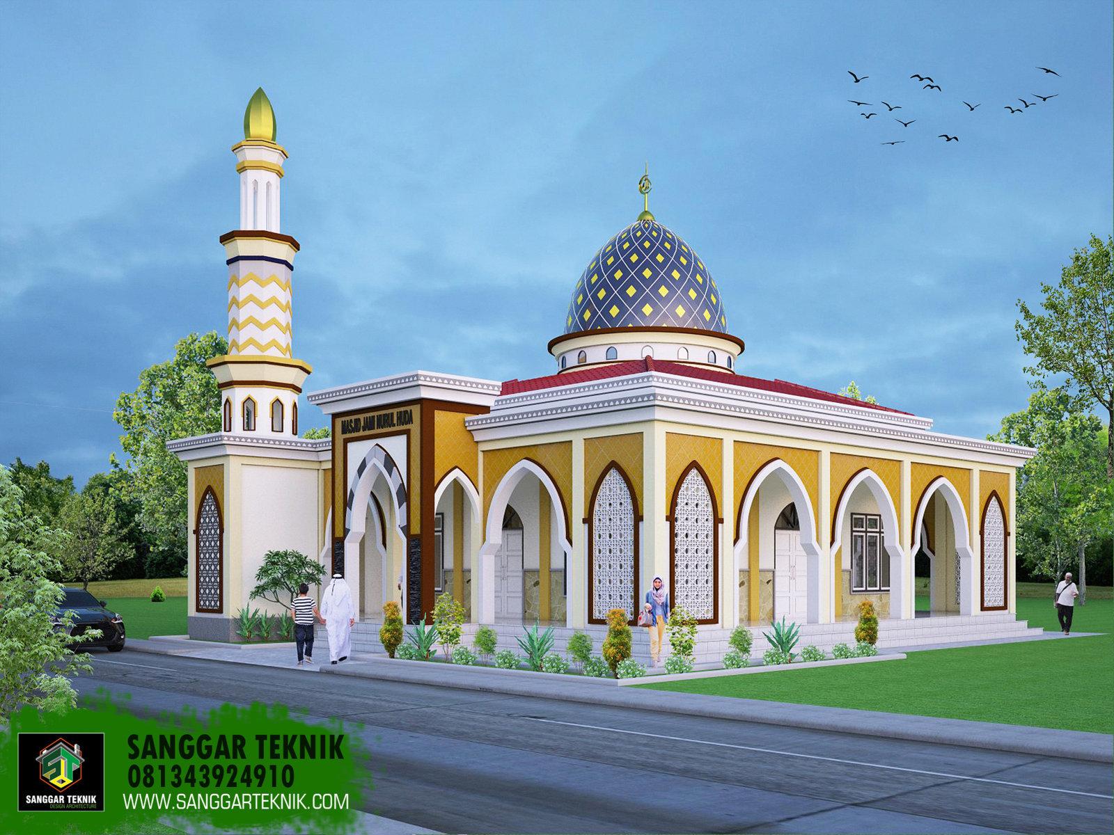 GAMBAR MASJID MODERN 10 x 10 METER TERAS 2 METER | SANGGAR TEKNIK