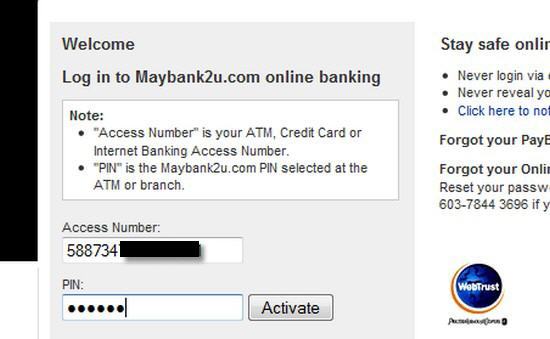 Cara Mengaktifkan Akaun Maybank Online atau Maybank2u