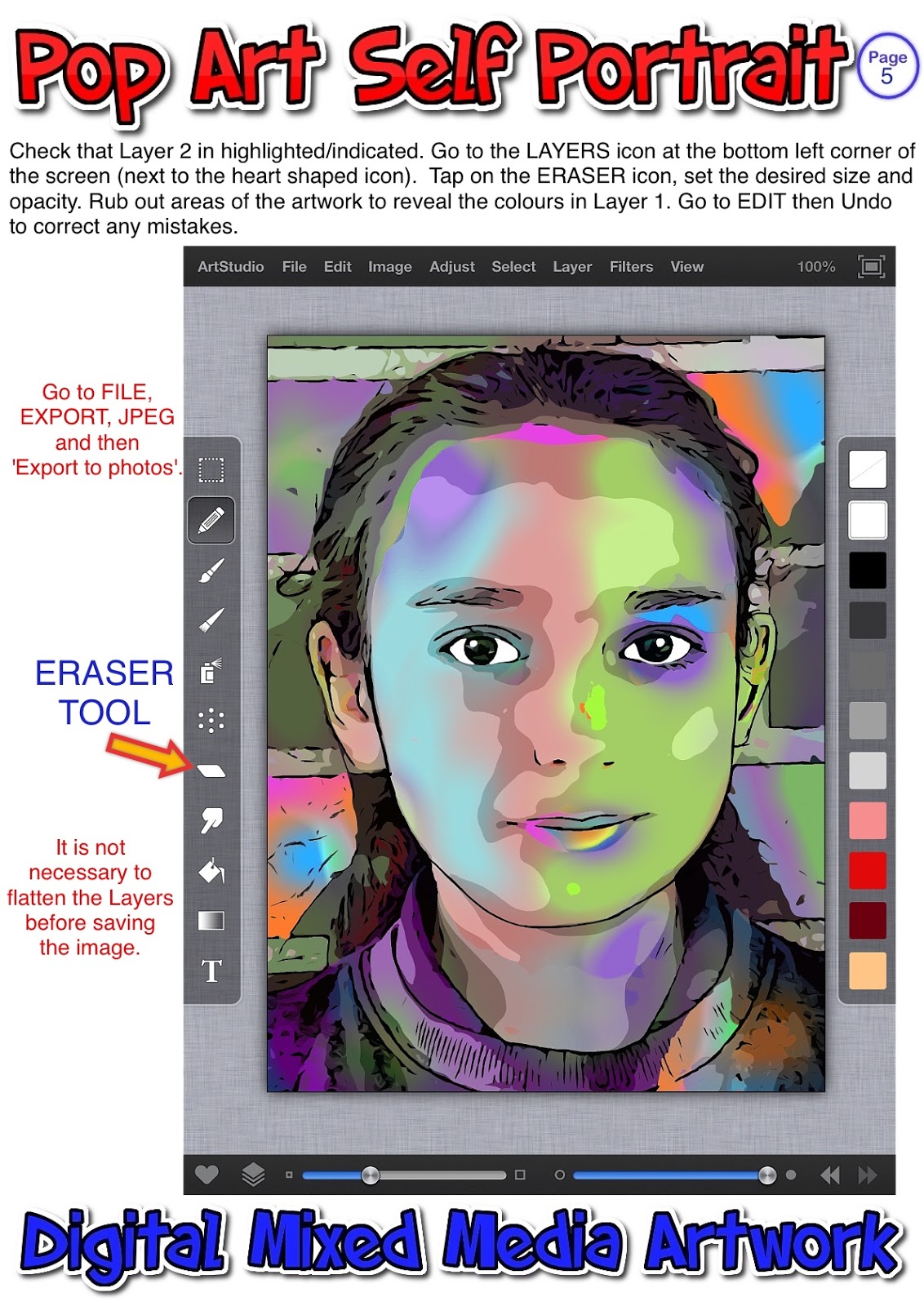 POP ART SELF PORTRAIT - Digital Mixed Media Artwork - All Instructions