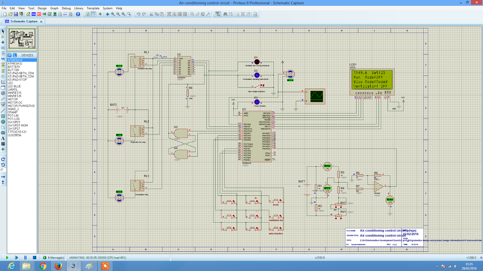 AVR microcontroller based car air conditioning control system data