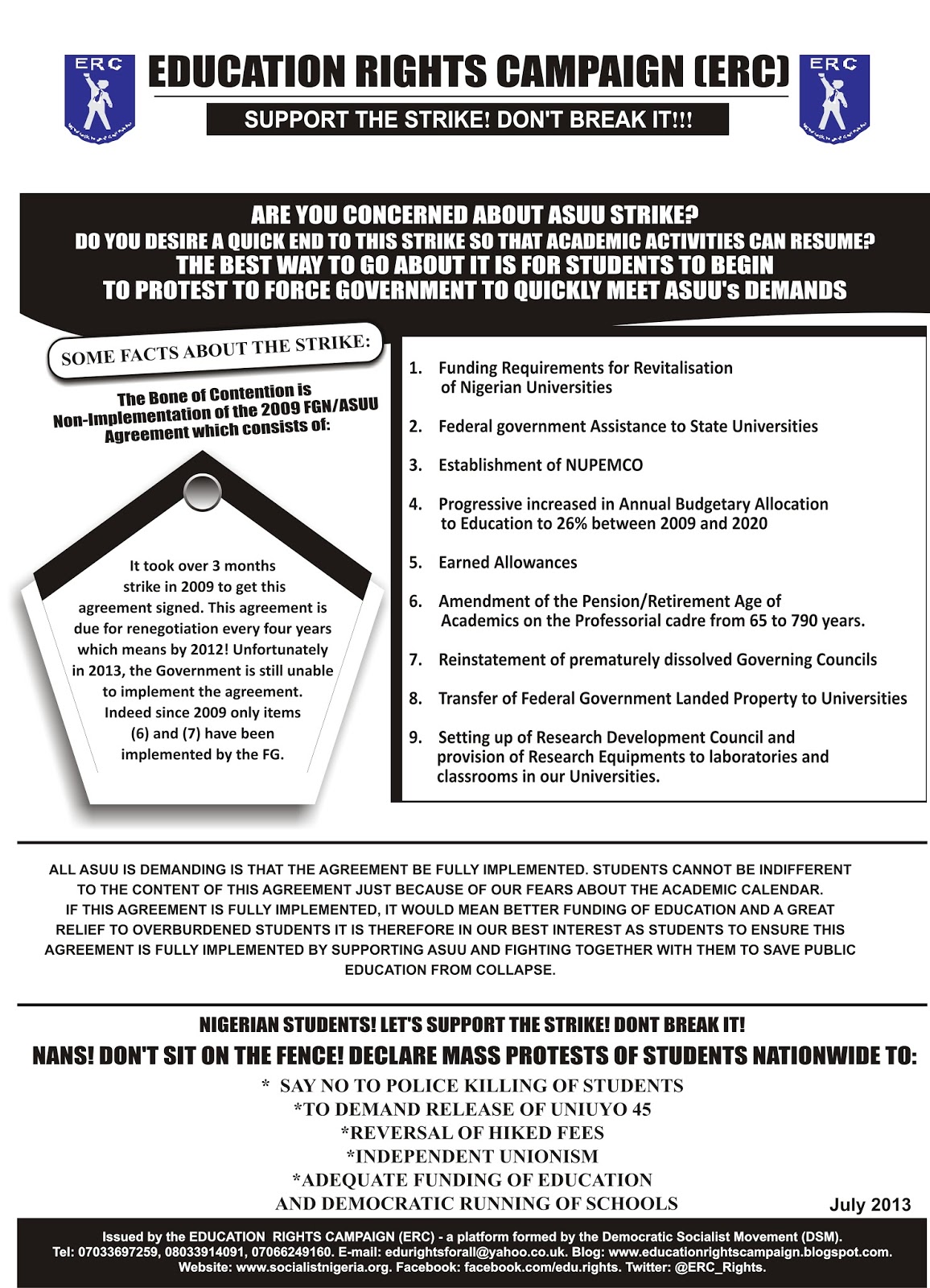 Education Rights Campaign (ERC): Support the Strike; Don't Break It ...