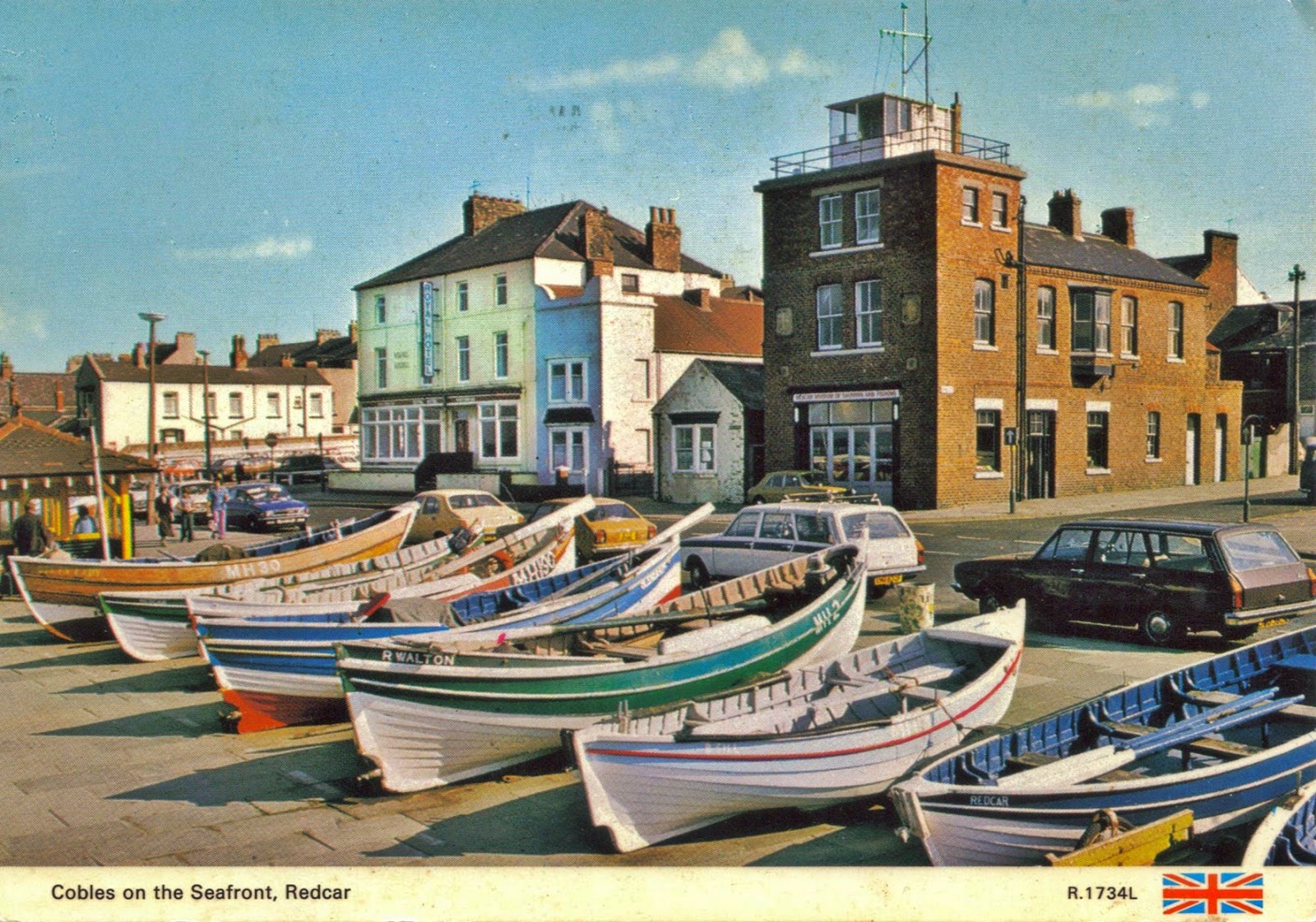 Postcards and Viewcards: Postcard Showing Cobles On The Seafront At Redcar