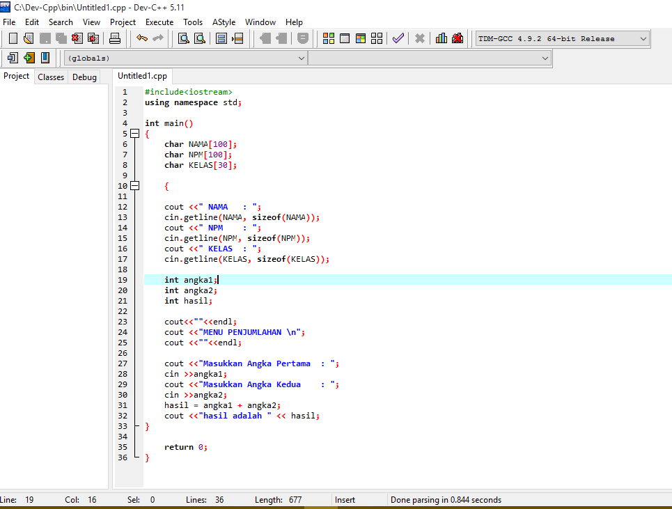 Contoh Pemrograman Pada C++ (Input,Output dan Flowchart).