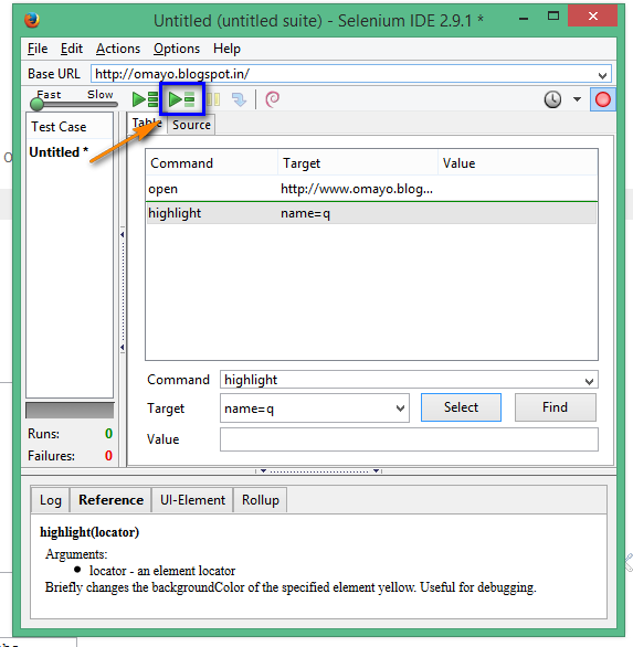 Selenium By Arun Highlight Command In Selenium Ide For