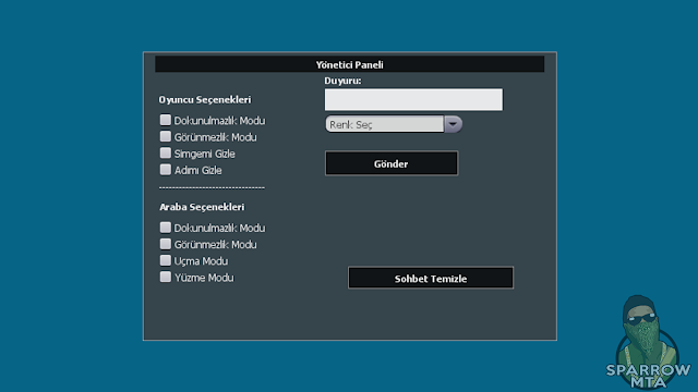 MTA SA Basit Yönetici Paneli Script
