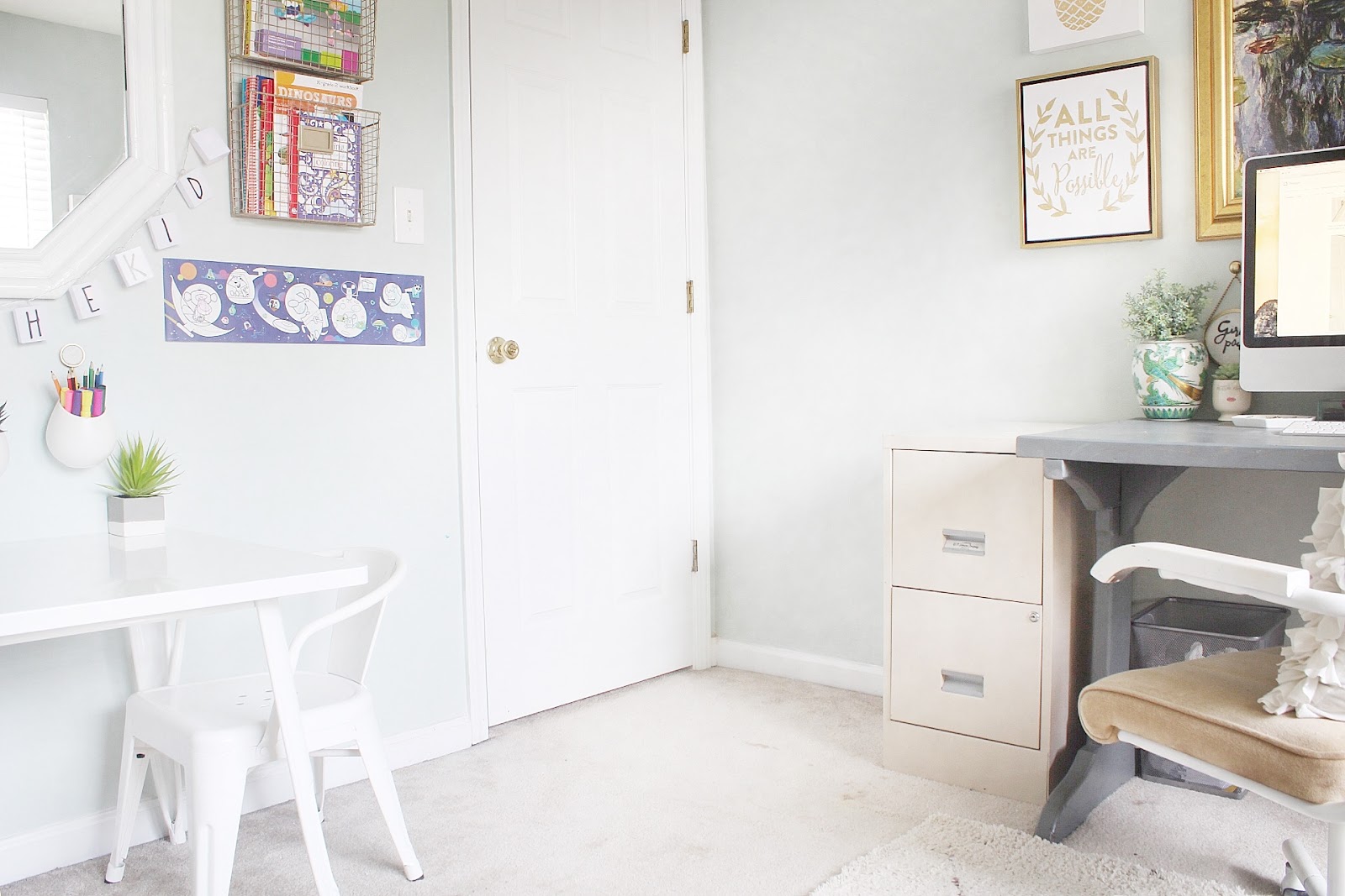 Shared Kids Homework and Art Station in Home Office - Live Pretty on a ...