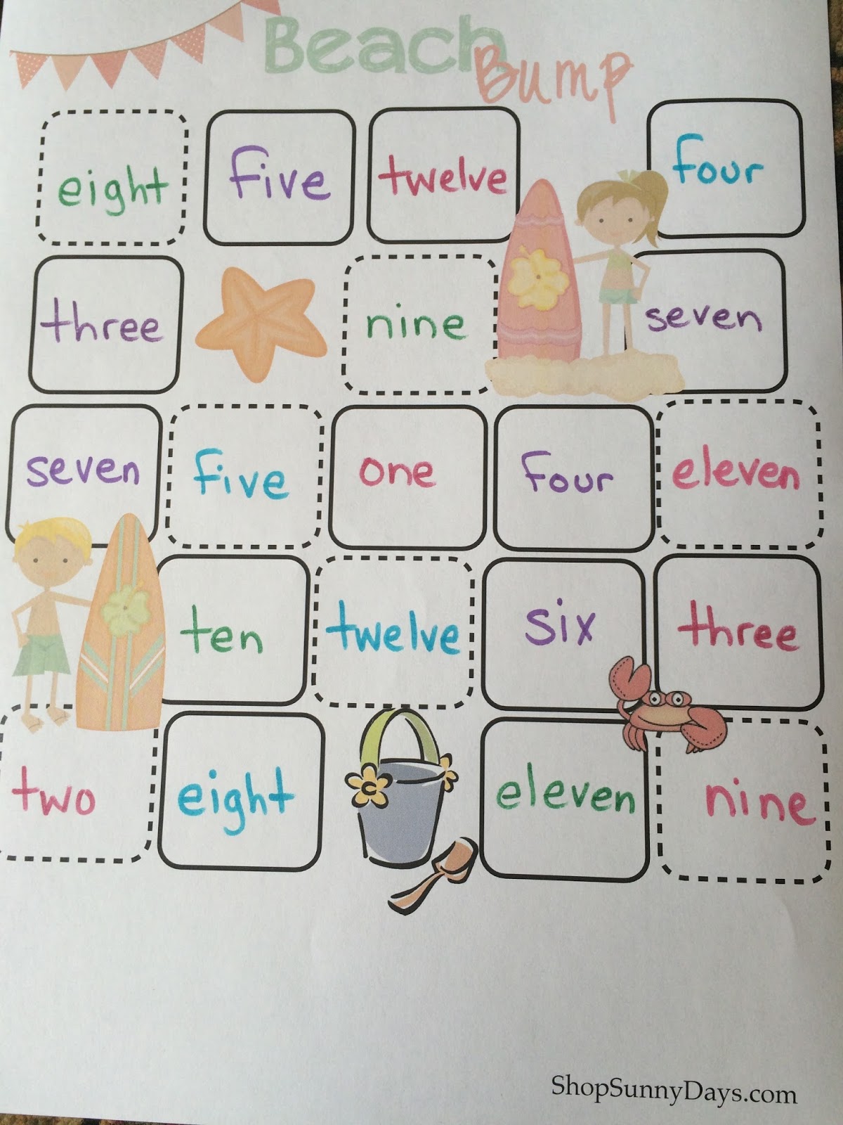 Two Much Fun: Summer Math Fun! Beach Bump (Math Center Game)