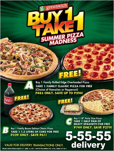 Know It All Philippines: Greenwich Pizza and Pasta Buy 1 Take 1 Summer ...