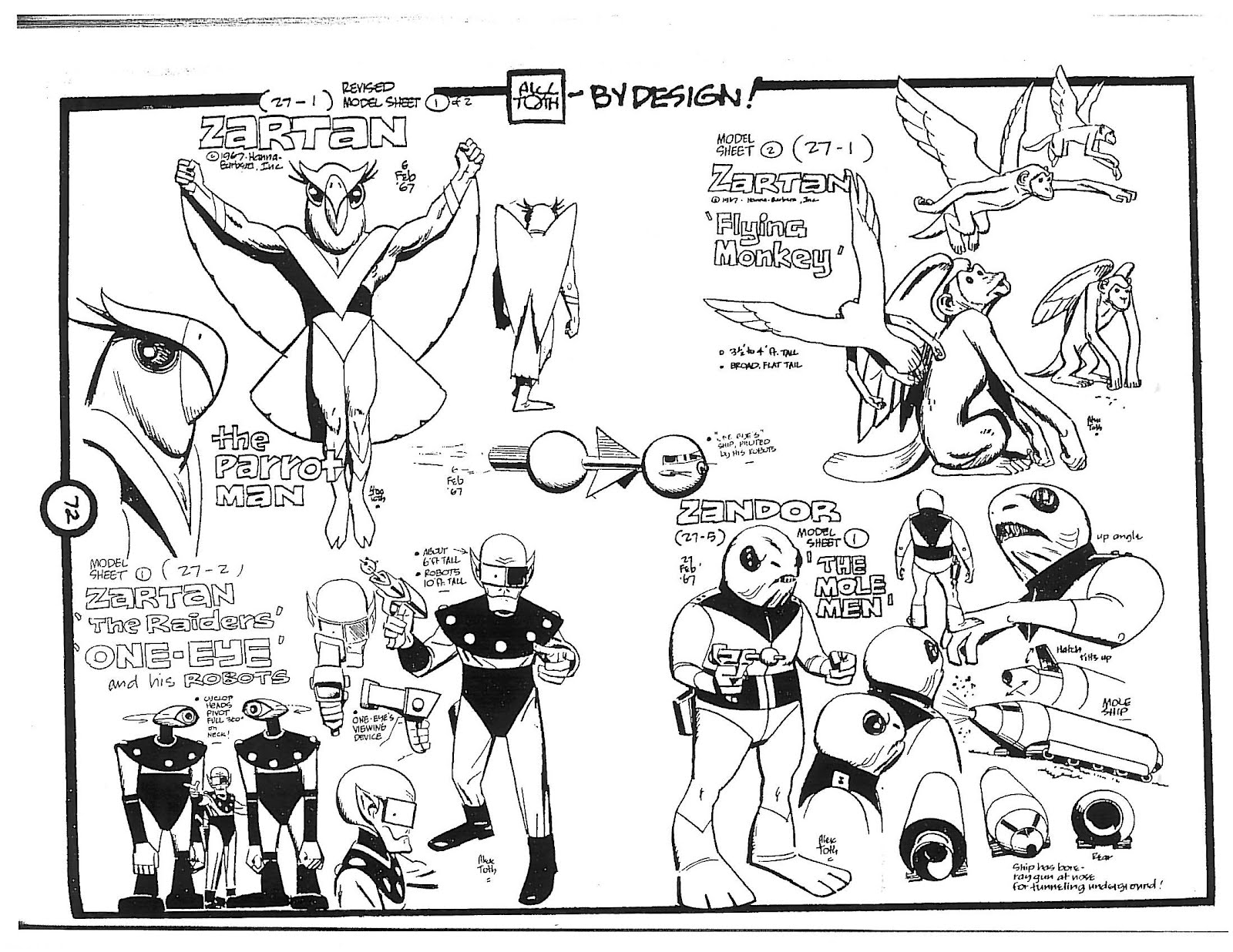 Cartoon Concept Design: Alex Toth Model Sheets