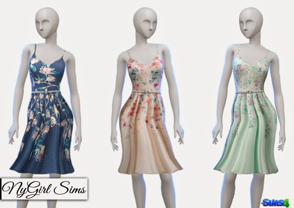 NyGirl Sims 4: LC Floral Fit and Flare Spring Dress