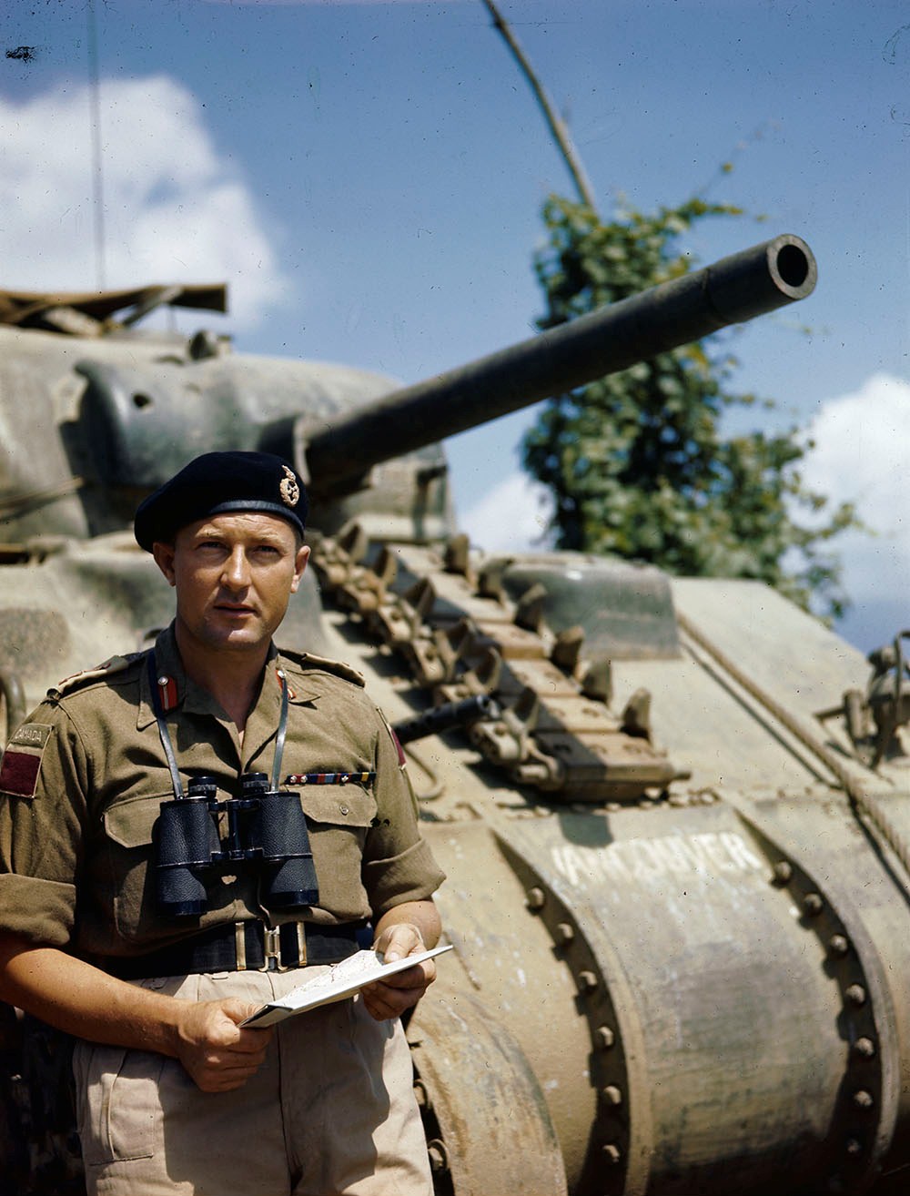 World War II in Color: General Bert Hoffmeister with his Sherman Tank
