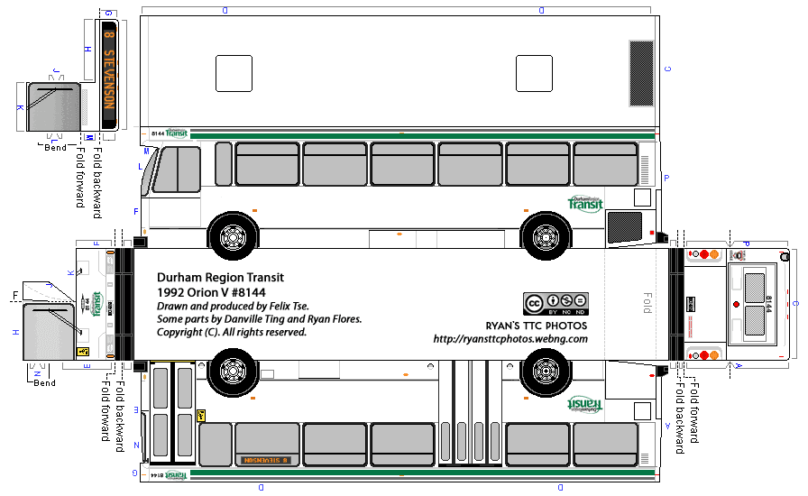 SP. Papel Modelismo: PaperBus 1992 Orion V - Durham Region Transit