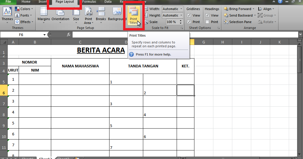 Cara Supaya Nama Kolom Pada Tabel Bisa Terprint Pada Setiap Halaman di Microsoft Excel ...