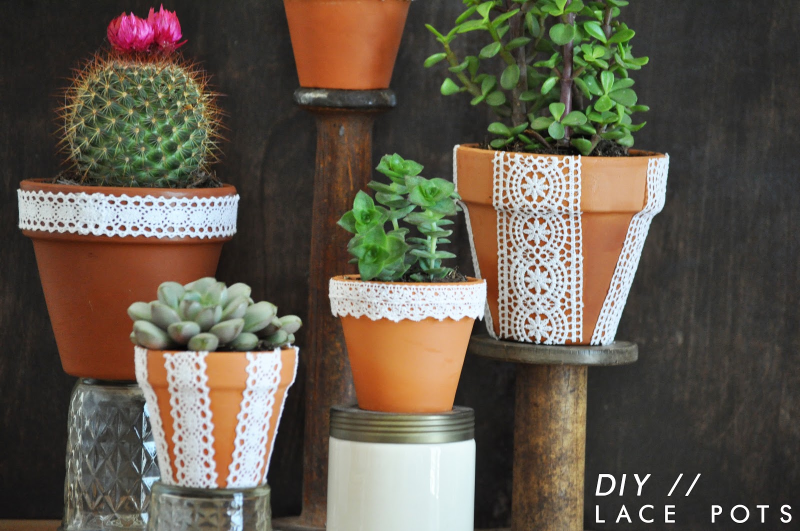 Pie N' the Sky: DIY // LACE POTS